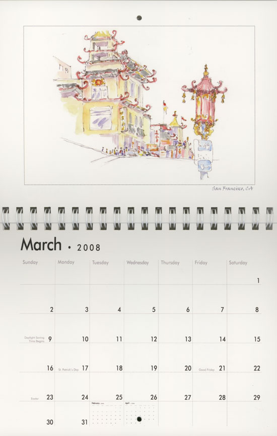 2008 Calendar Page : Sketching and Sketchbooks